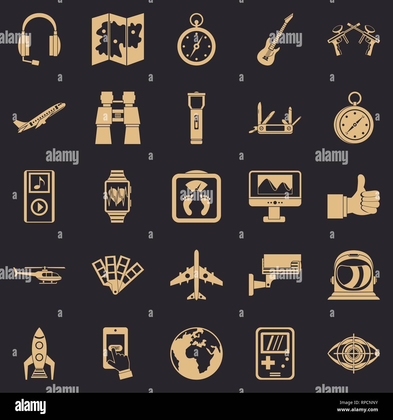 Flight icons set, simple style Stock Vector Image & Art - Alamy