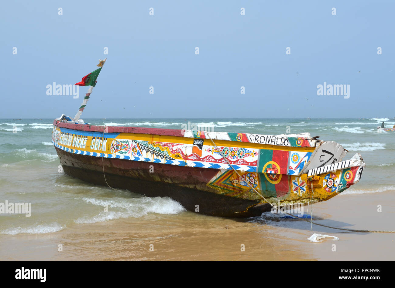 Pirogues used in the Sardinella fishery in the beach of Kayar, Senegal ...