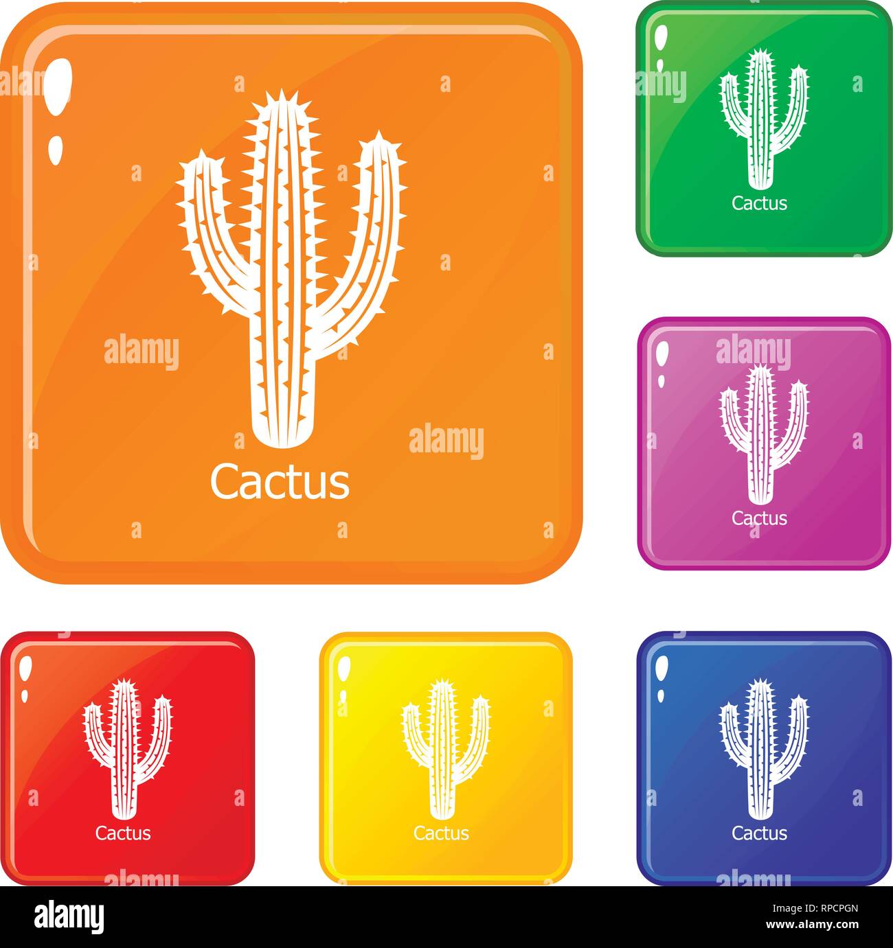 Cactus icons set vector color Stock Vector Image & Art - Alamy