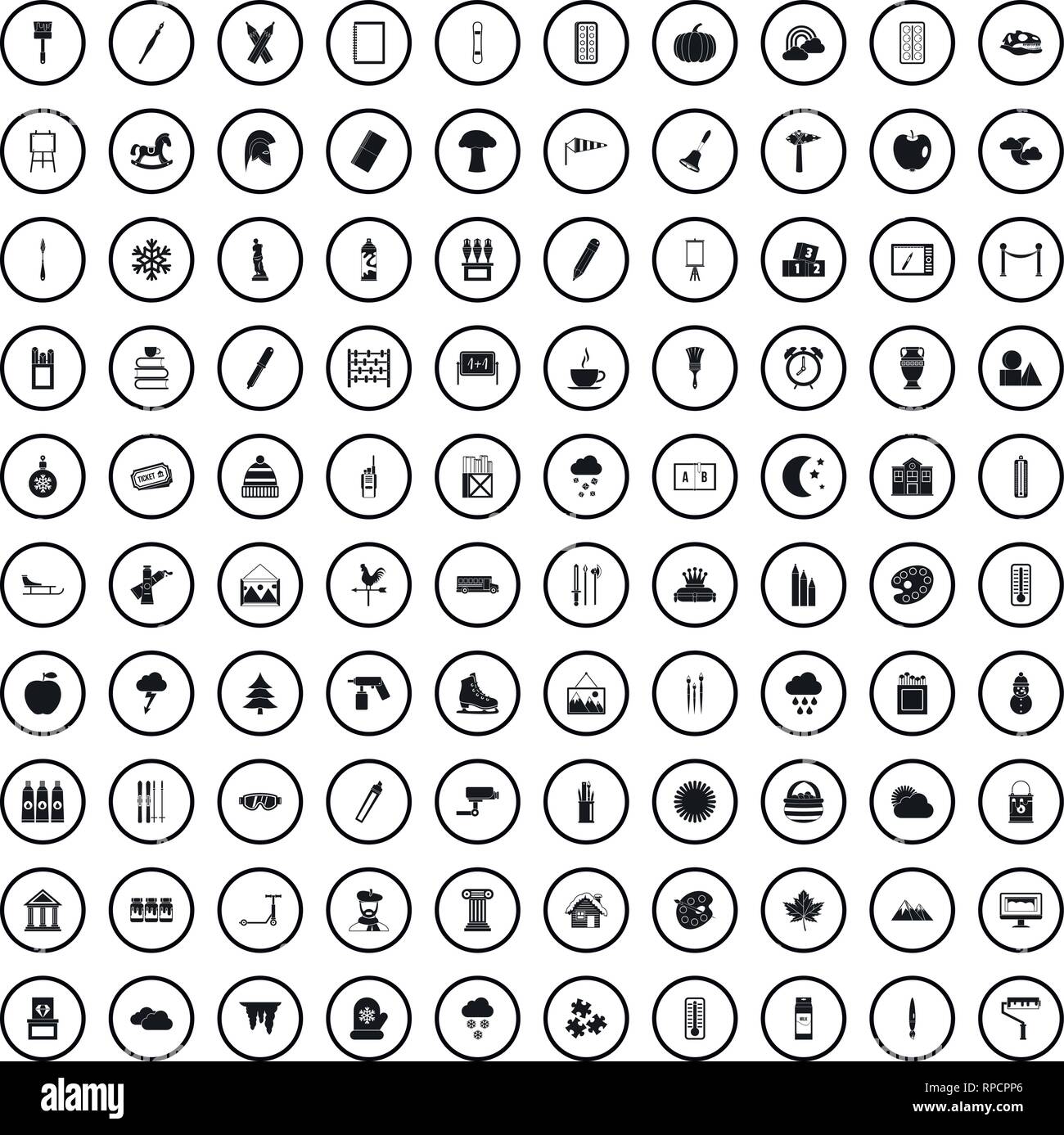 100 drawing icons set, simple style Stock Vector Image & Art - Alamy