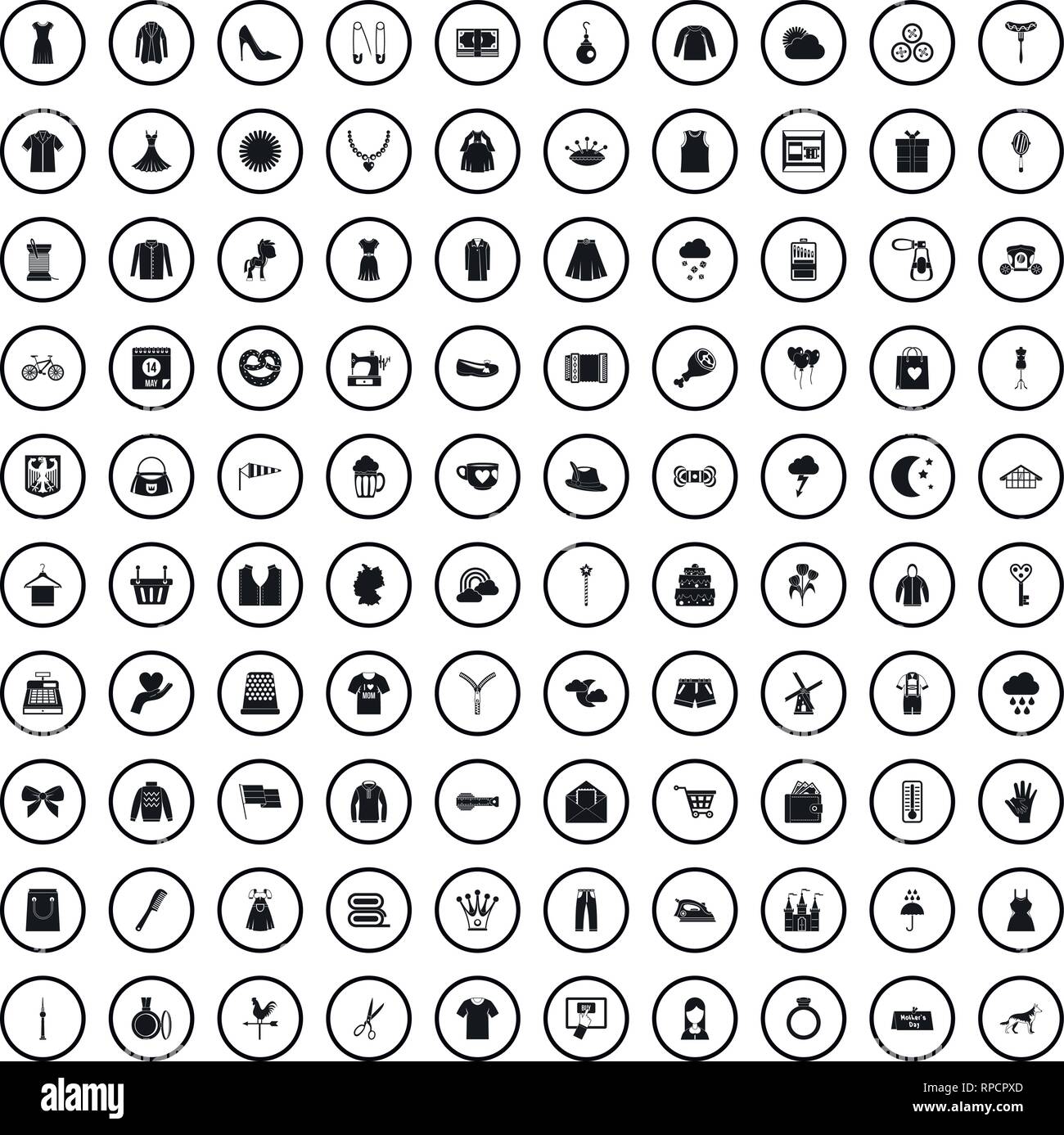 100 dress icons set, simple style Stock Vector Image & Art - Alamy