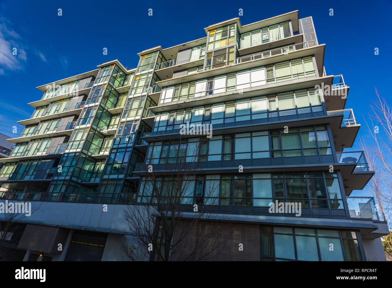 Low rise apartment building on a sunny day in British Columbia, Canada ...