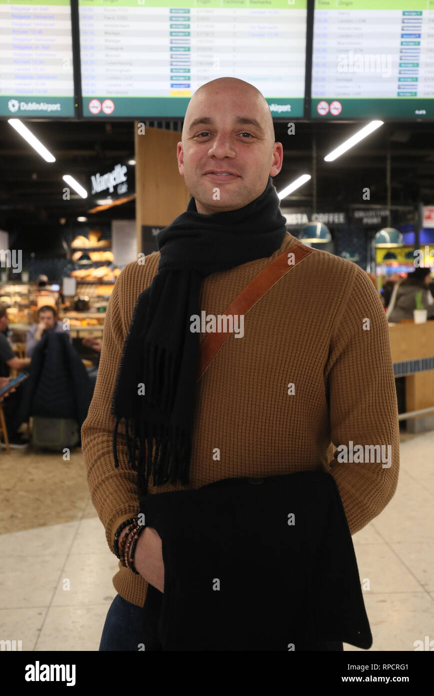 Simon Harry, from Manchester, arriving at Dublin Airport after his ...