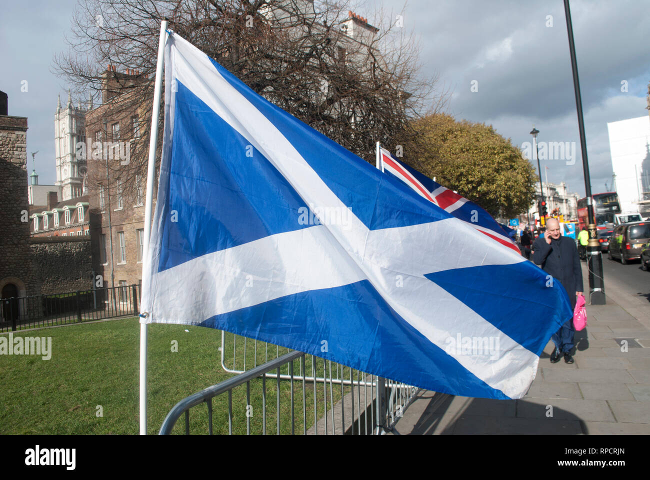 Scottish flag waving in hi-res stock photography and images - Alamy