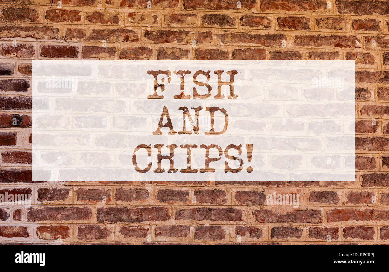 Conceptual hand writing showing Fish And Chips. Business photo ...