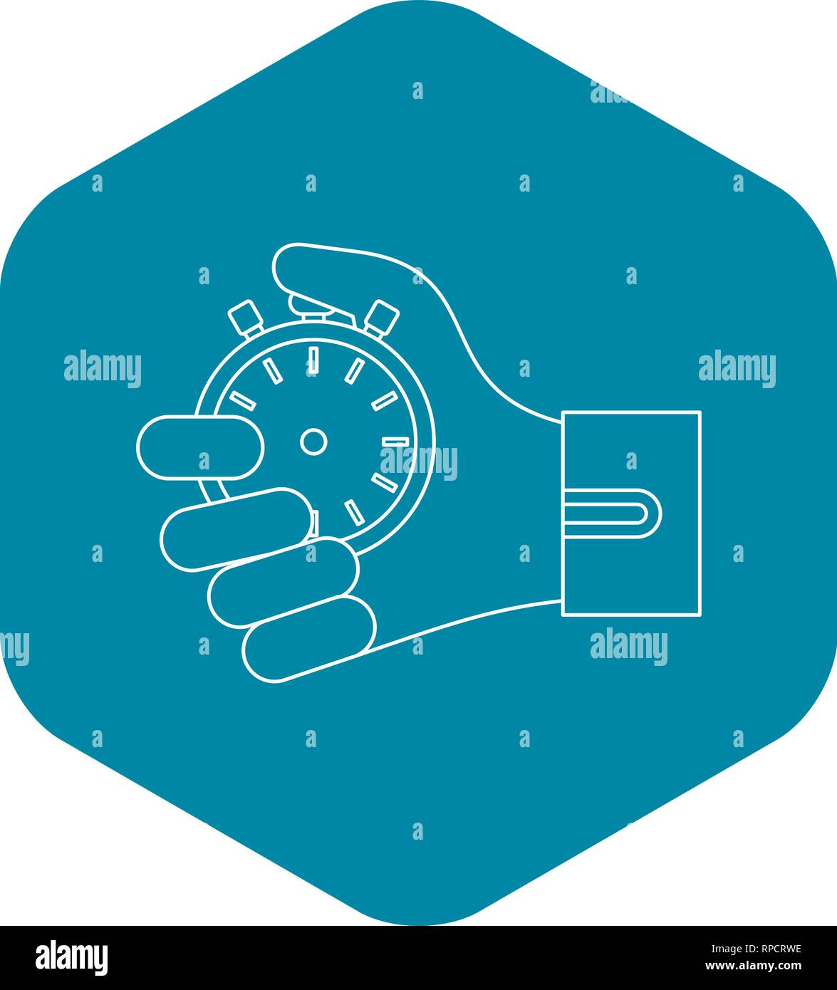 Stopwatch in hand icon, outline style Stock Vector Image & Art - Alamy