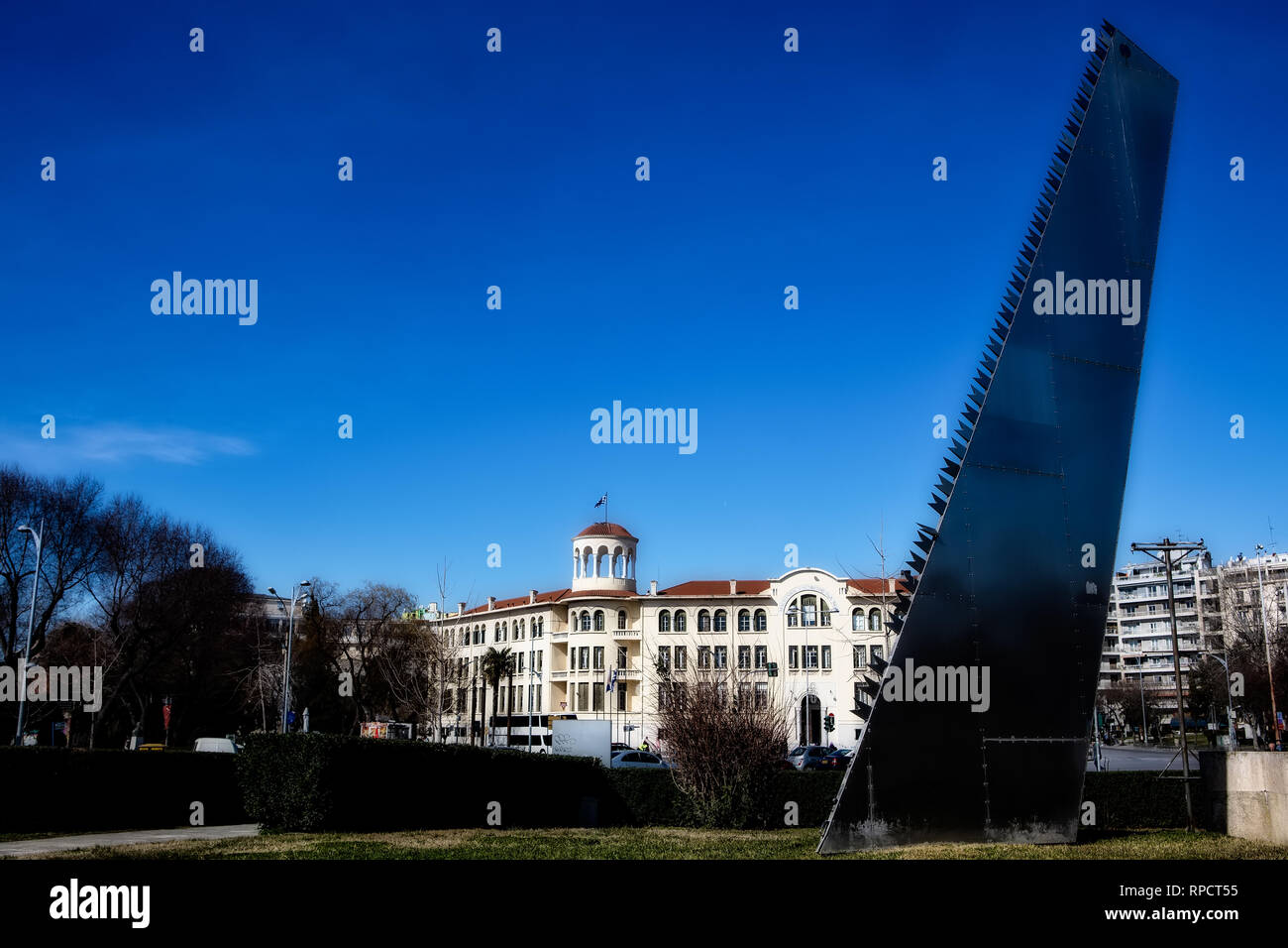 Thessaloniki, Greece - February 14, 2019: The sculpture "saw" by Andrei ...