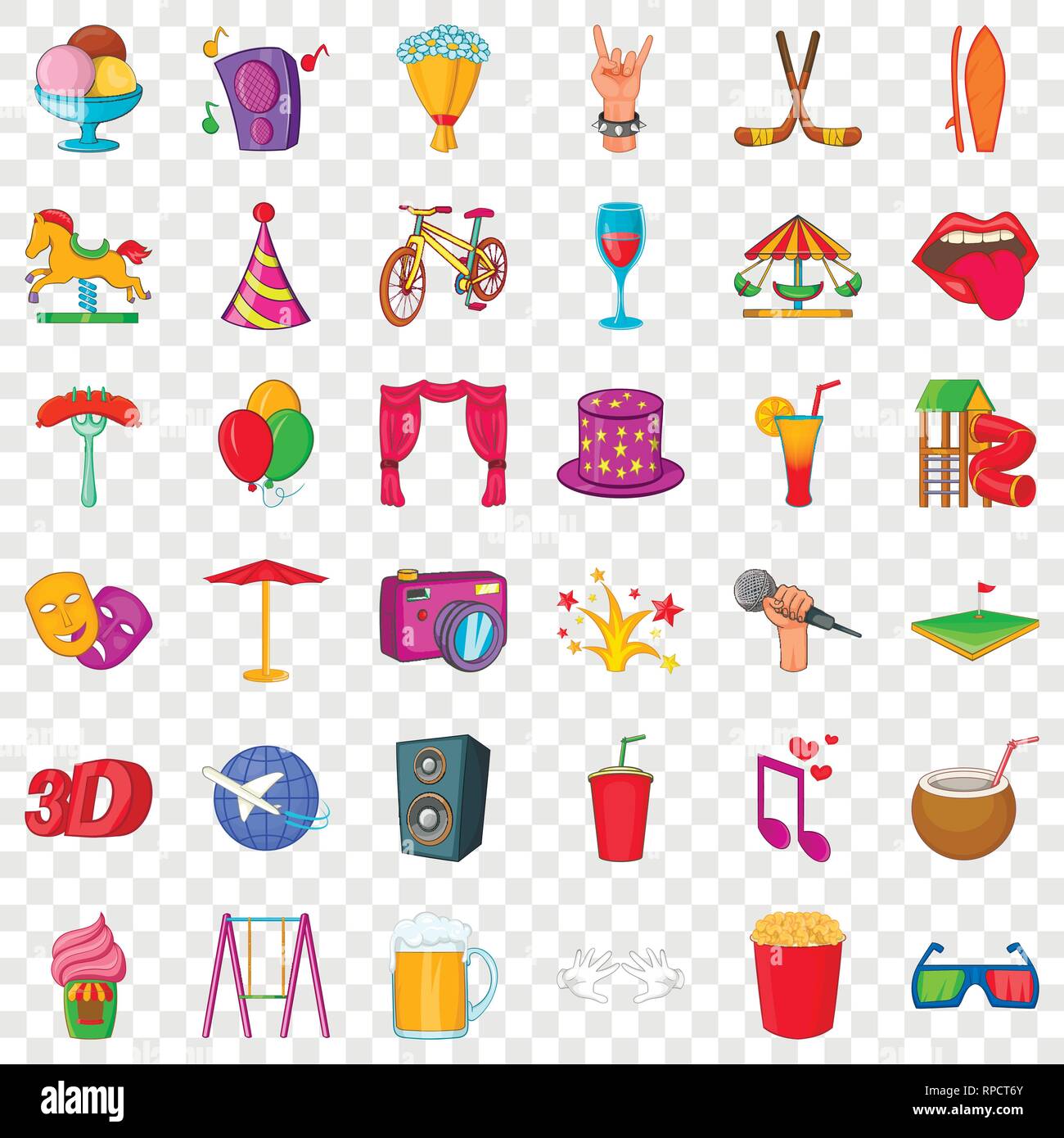Attraction icons set, cartoon style Stock Vector Image & Art - Alamy