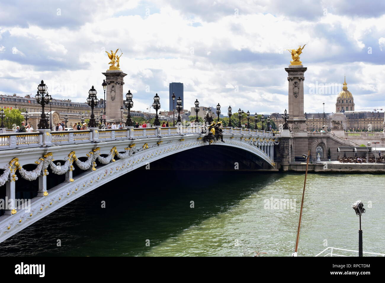 Pont Alexandre III, Invalides and Seine River. Paris, France, 11 Aug ...