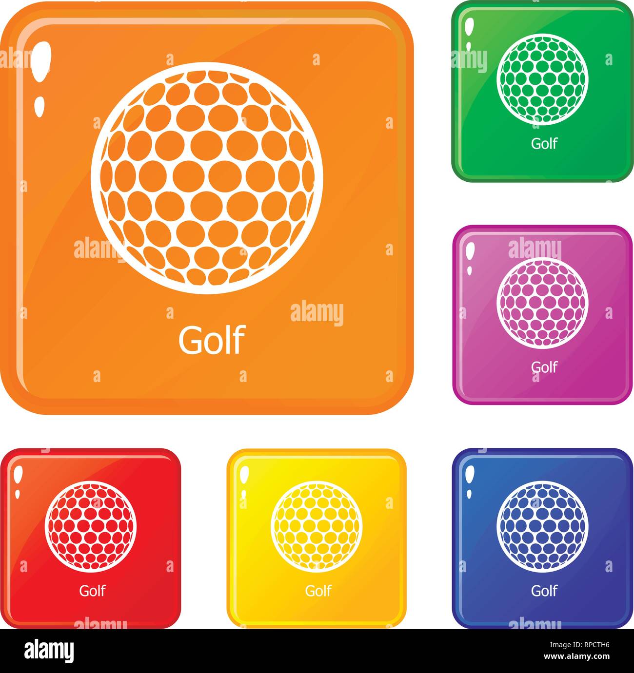 Golf ball icons set vector color Stock Vector Image & Art - Alamy