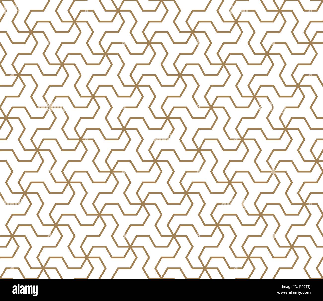 Traditional Japanese seamless geometric pattern .Silhouette with golden ...