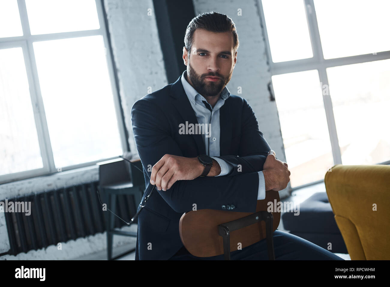 Bearded man with a very interesting look Stock Photo - Alamy