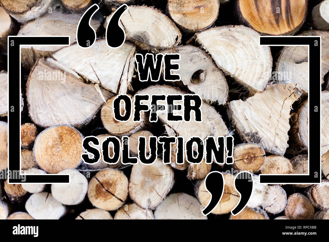 Writing note showing We Offer Solution. Business photo showcasing give means of solving problem ...