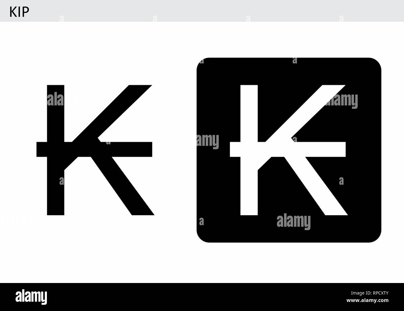 Black and white illustrations of the Laos Kip currency symbol Stock ...