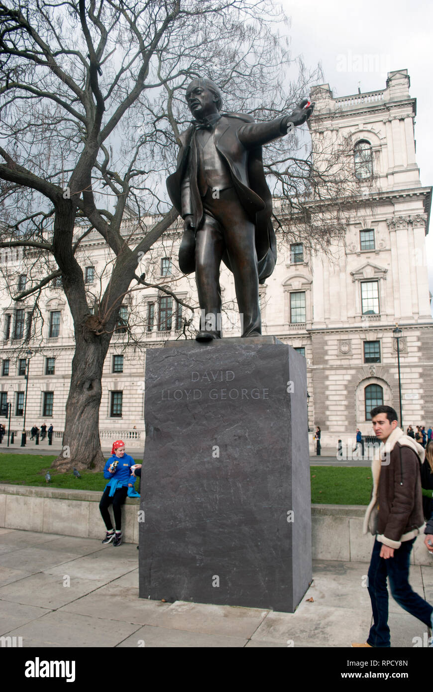 Statue of Lloyd George near the Houses of Parliament, Westminster Stock ...