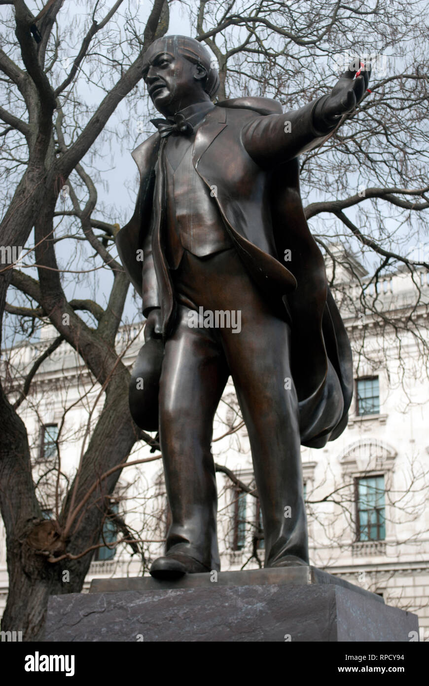 Statue of Lloyd George near the Houses of Parliament, Westminster Stock ...