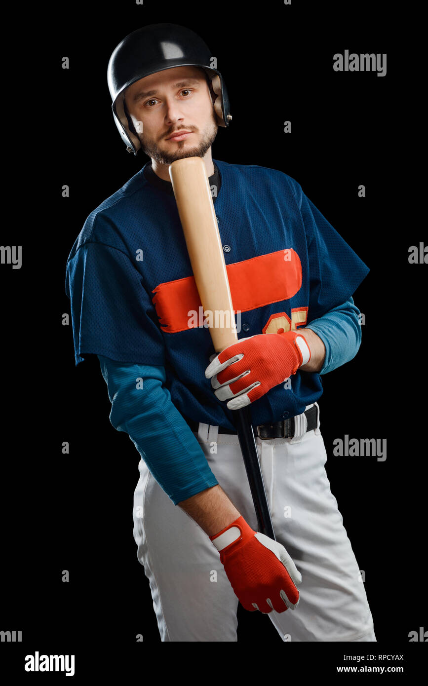 Baseball player in studio portrait Stock Photo - Alamy
