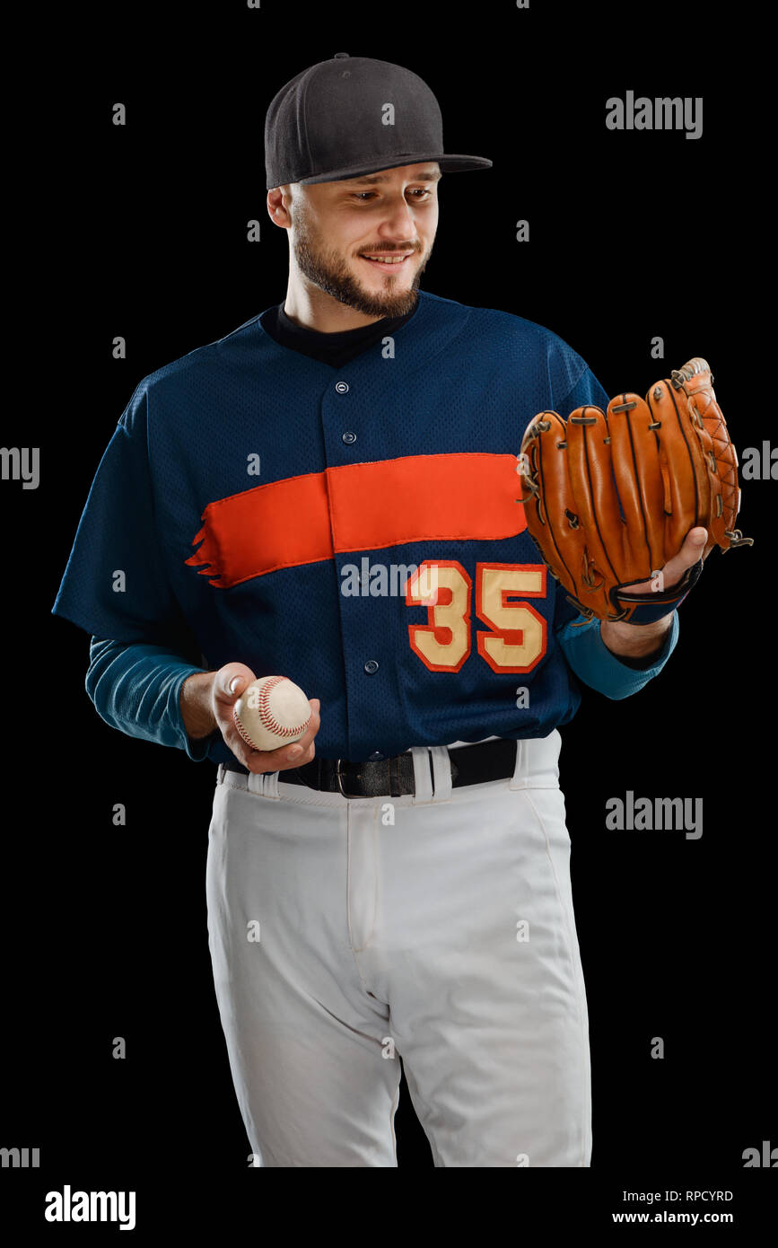 Happy baseball player Stock Photo - Alamy