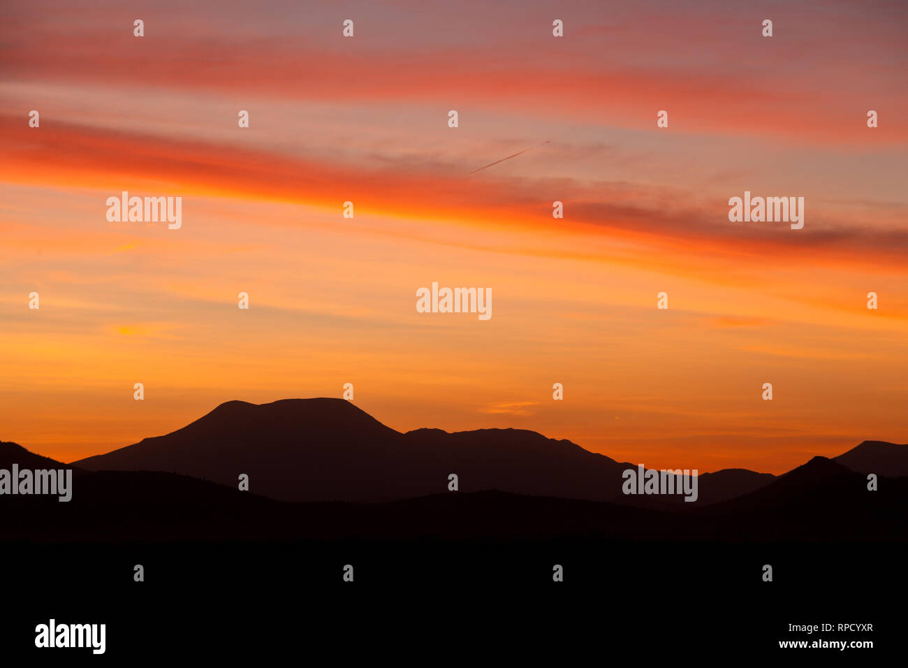 Sunset over Table Top Mesa Stock Photo - Alamy