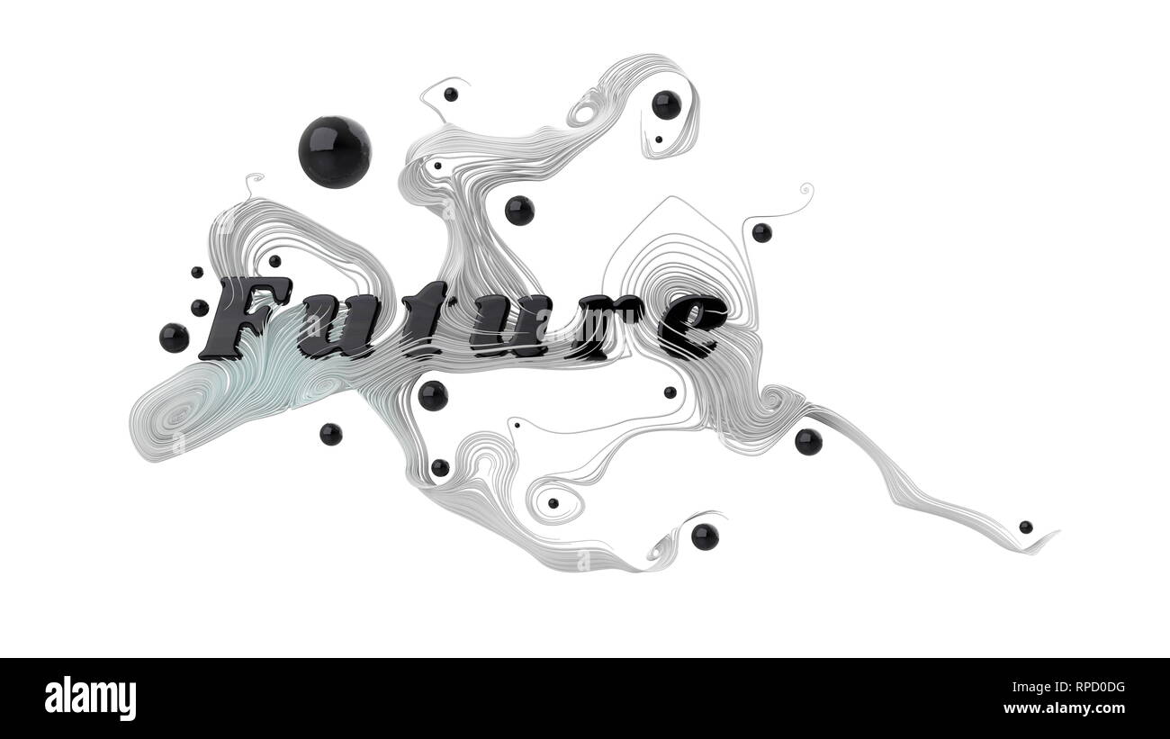 Abstract graphic composition with the word Future. behind the word are ...