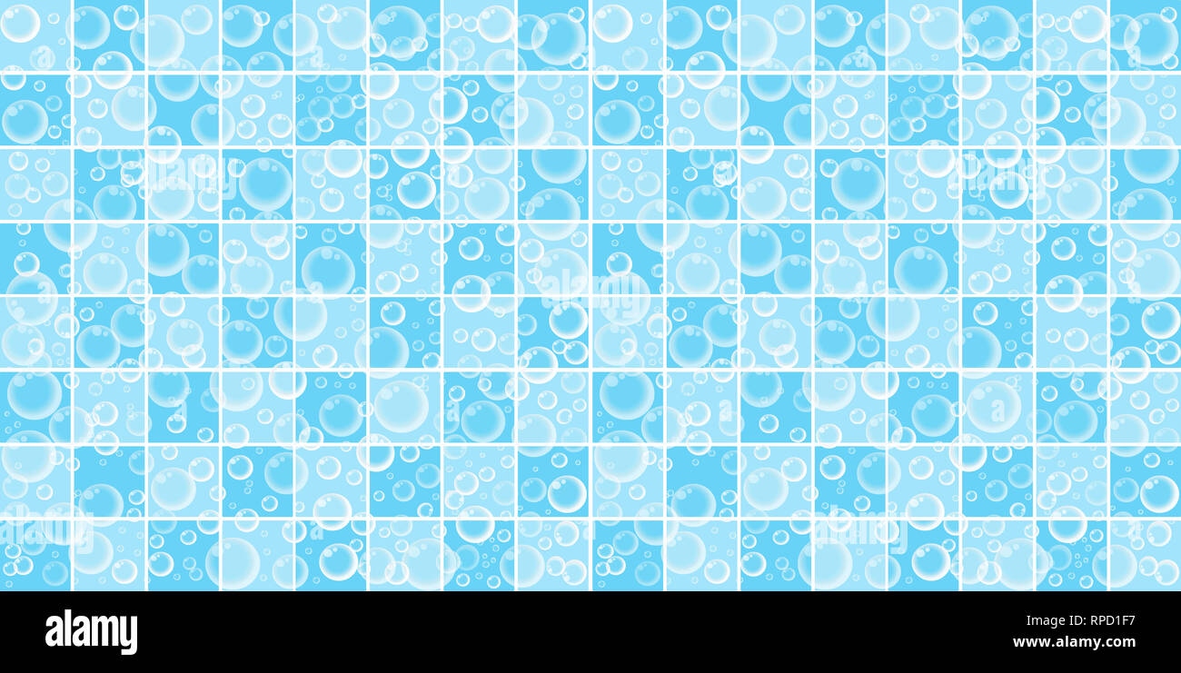 Stylized Soap Bubbles Floating on Blue and White Ceramic Tile ...