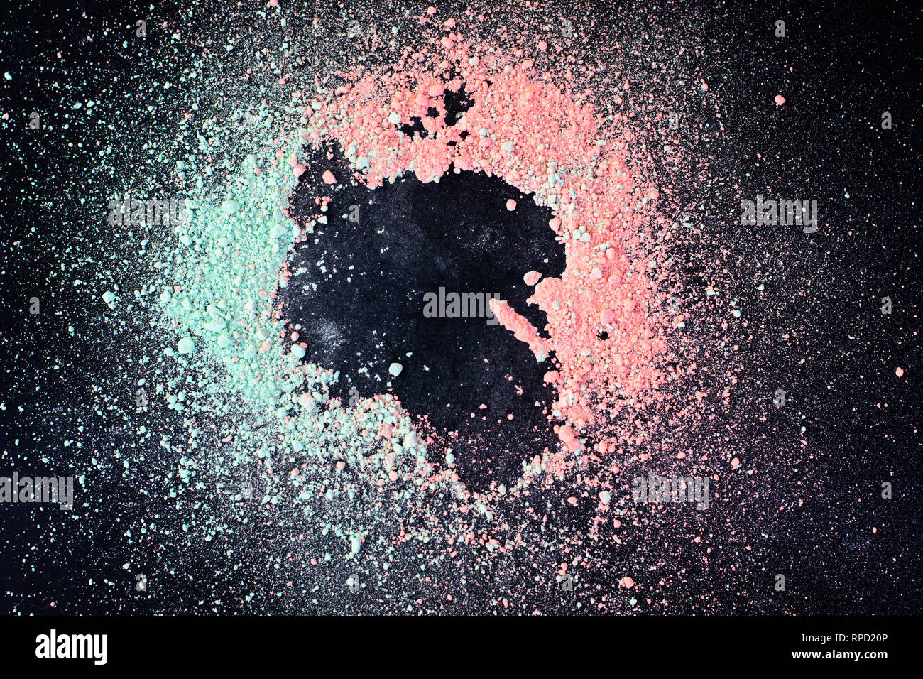 Colorful background of chalk powder. Multicolored dust particles ...