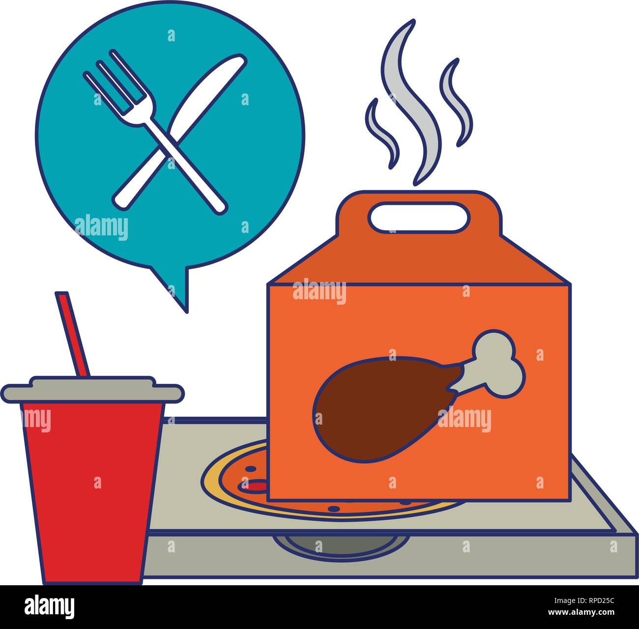 Fast food delivery blue lines Stock Vector Image & Art - Alamy