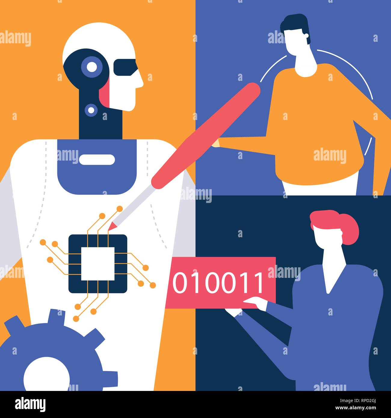 Artificial intelligence - flat design style colorful illustration Stock ...