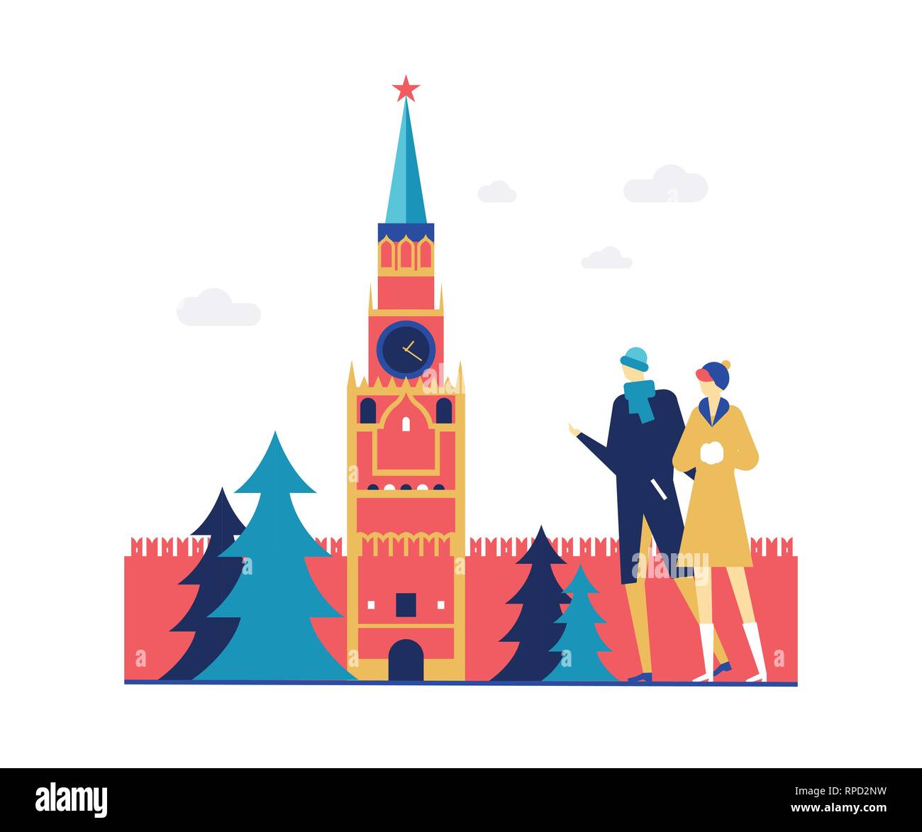 Visit Russia - colorful flat design style illustration Stock Vector ...