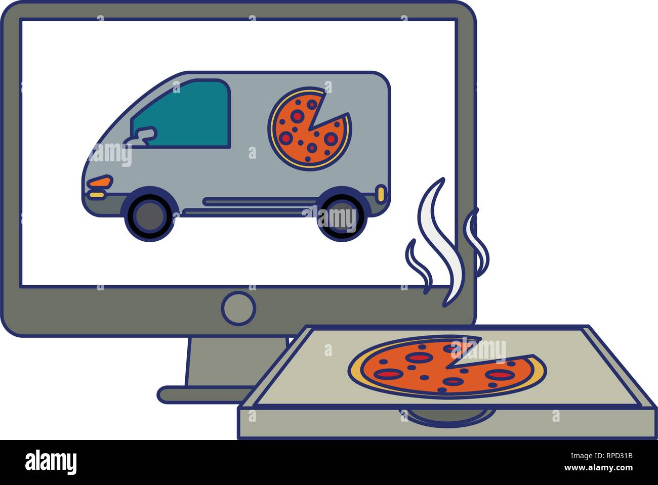 Fast food delivery blue lines Stock Vector Image & Art - Alamy