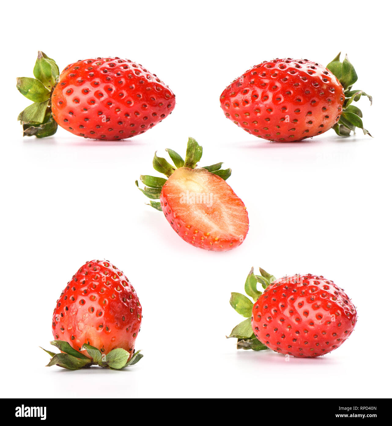 Strawberry berries collage isolated on white background. Copy space ...