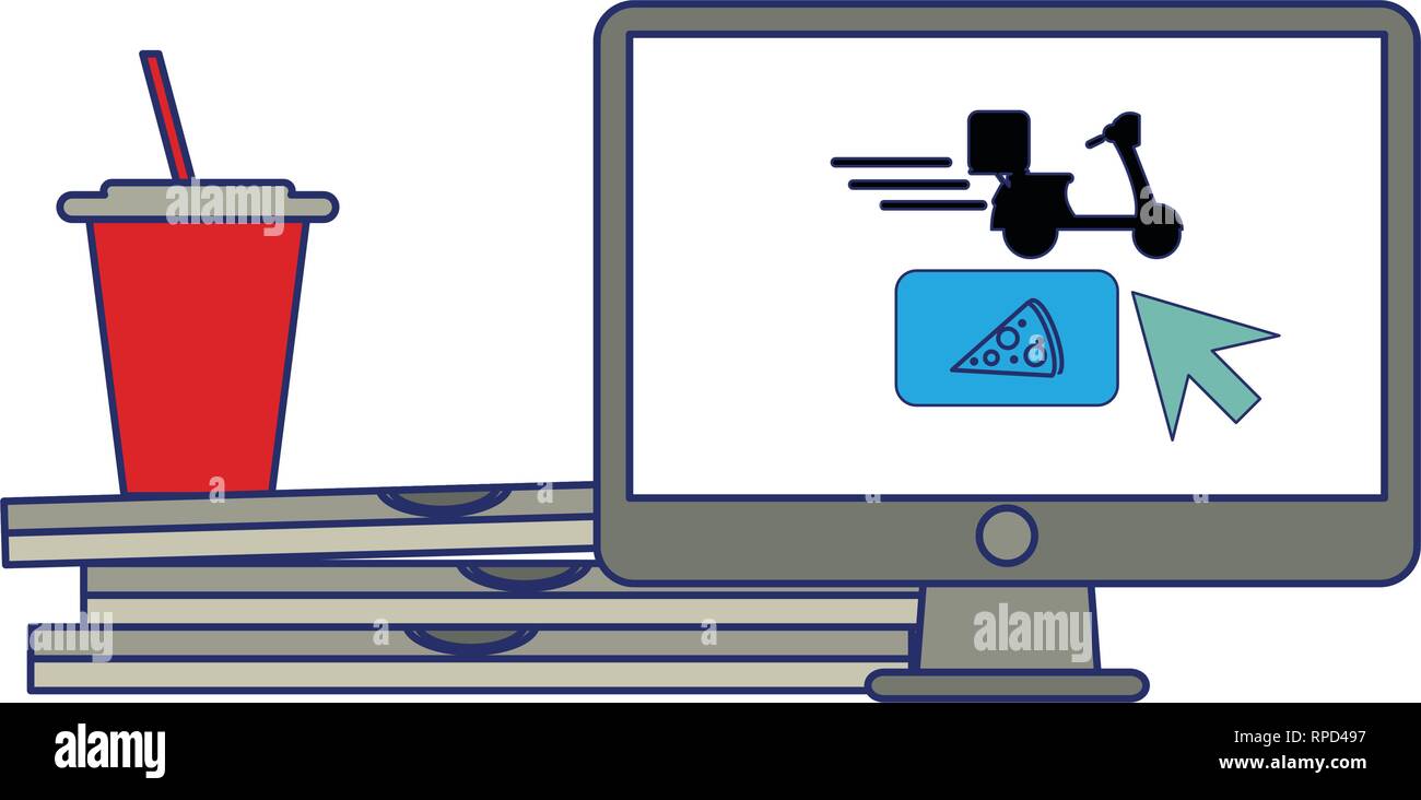 Fast food delivery blue lines Stock Vector Image & Art - Alamy