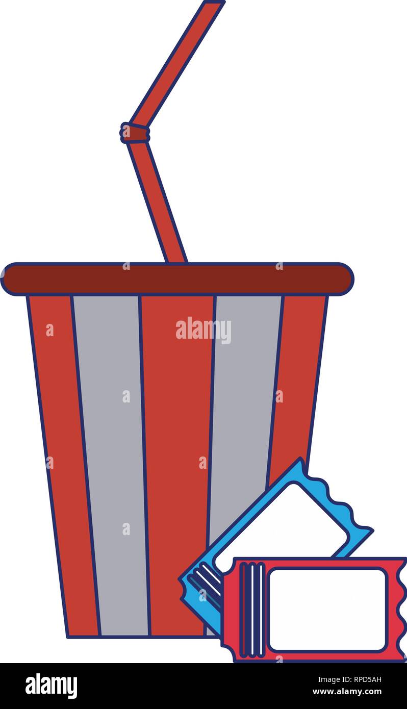 Soda cup and tickets blue lines Stock Vector Image & Art - Alamy