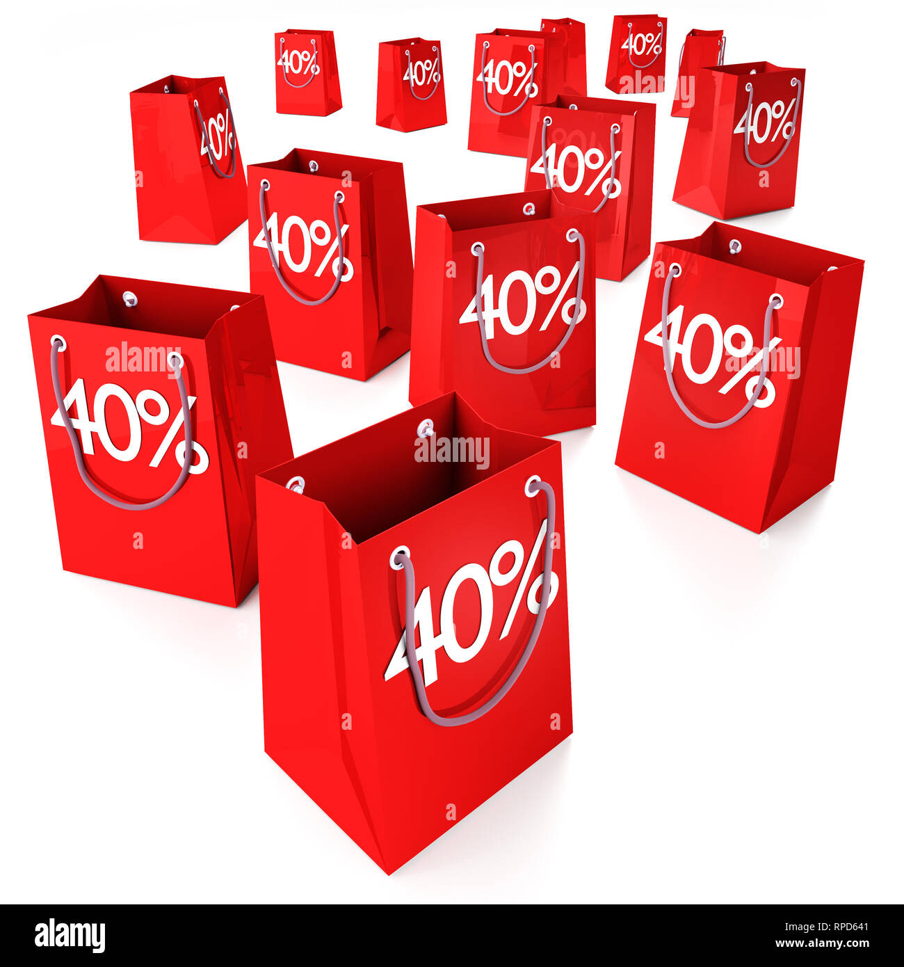 Shopping bags with 40 percents and special offer Stock Photo - Alamy