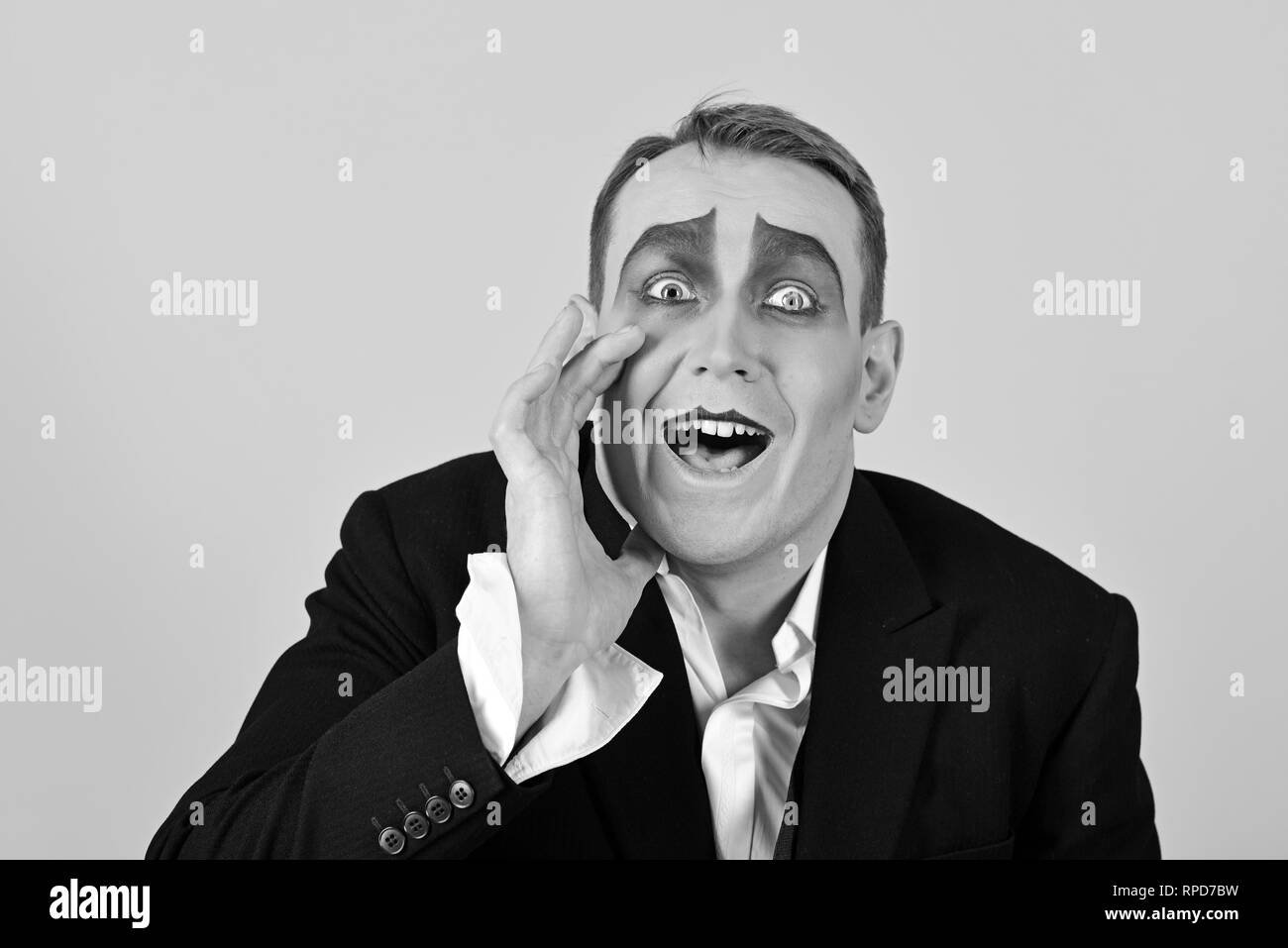 Secretly between you and me. Performance art and pantomime. Actor ...