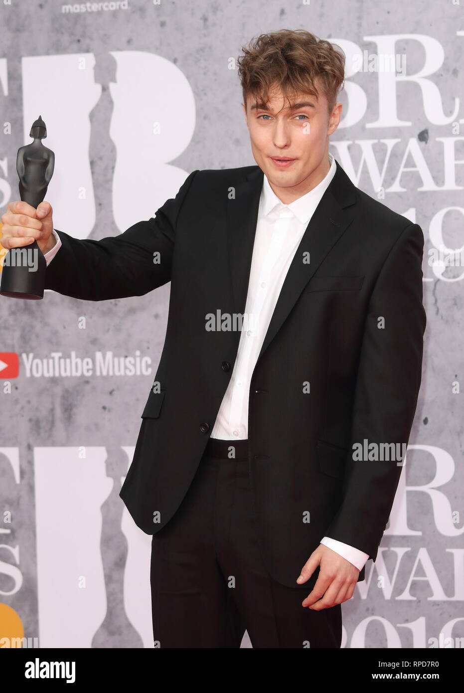 Sam Fender seen on the red carpet during The BRIT Awards 2019 at The O2 ...