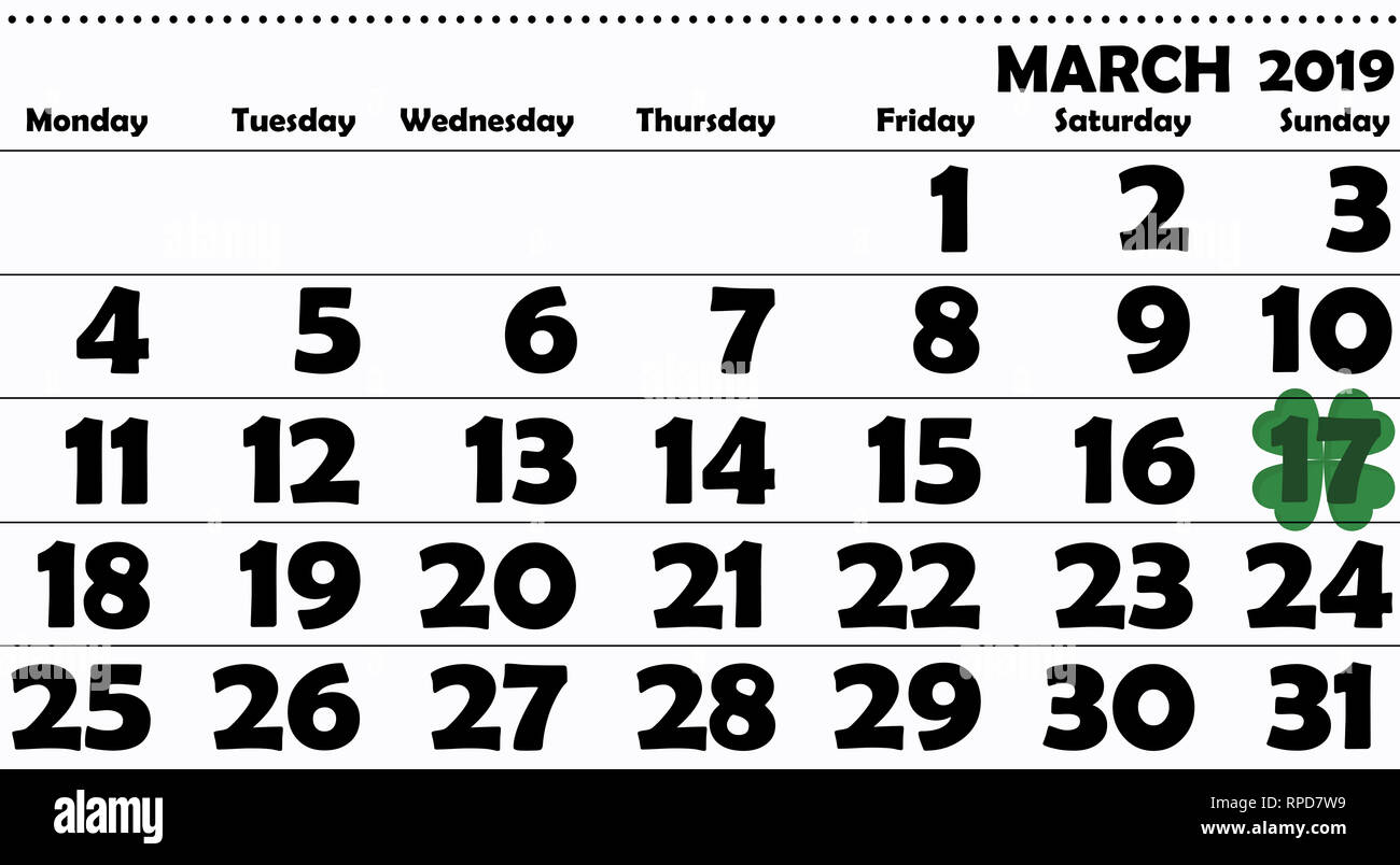 Calendar st patricks day date hi-res stock photography and images - Alamy