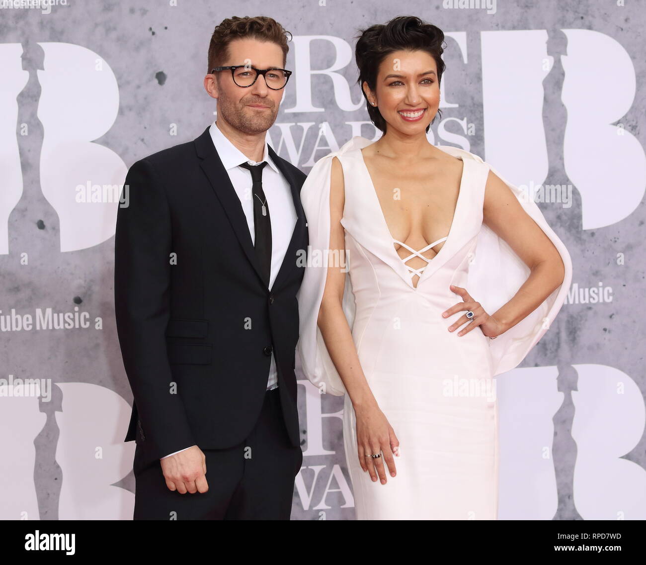 Matthew and Renee Morrison are seen on the red carpet during The BRIT ...