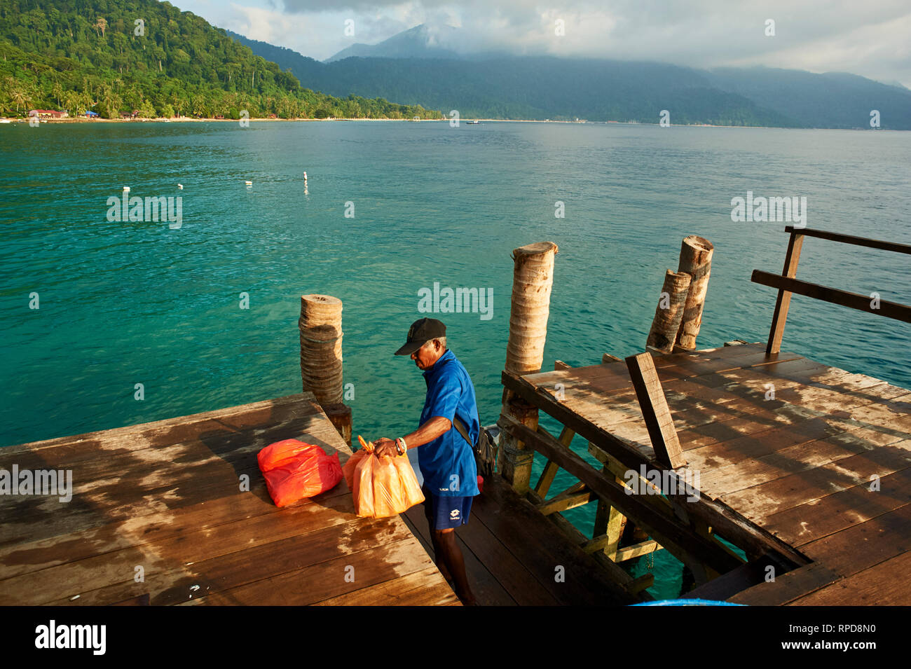 jetty of the Panuba Inn Resort in Tioman island, Malaysia Stock Photo ...