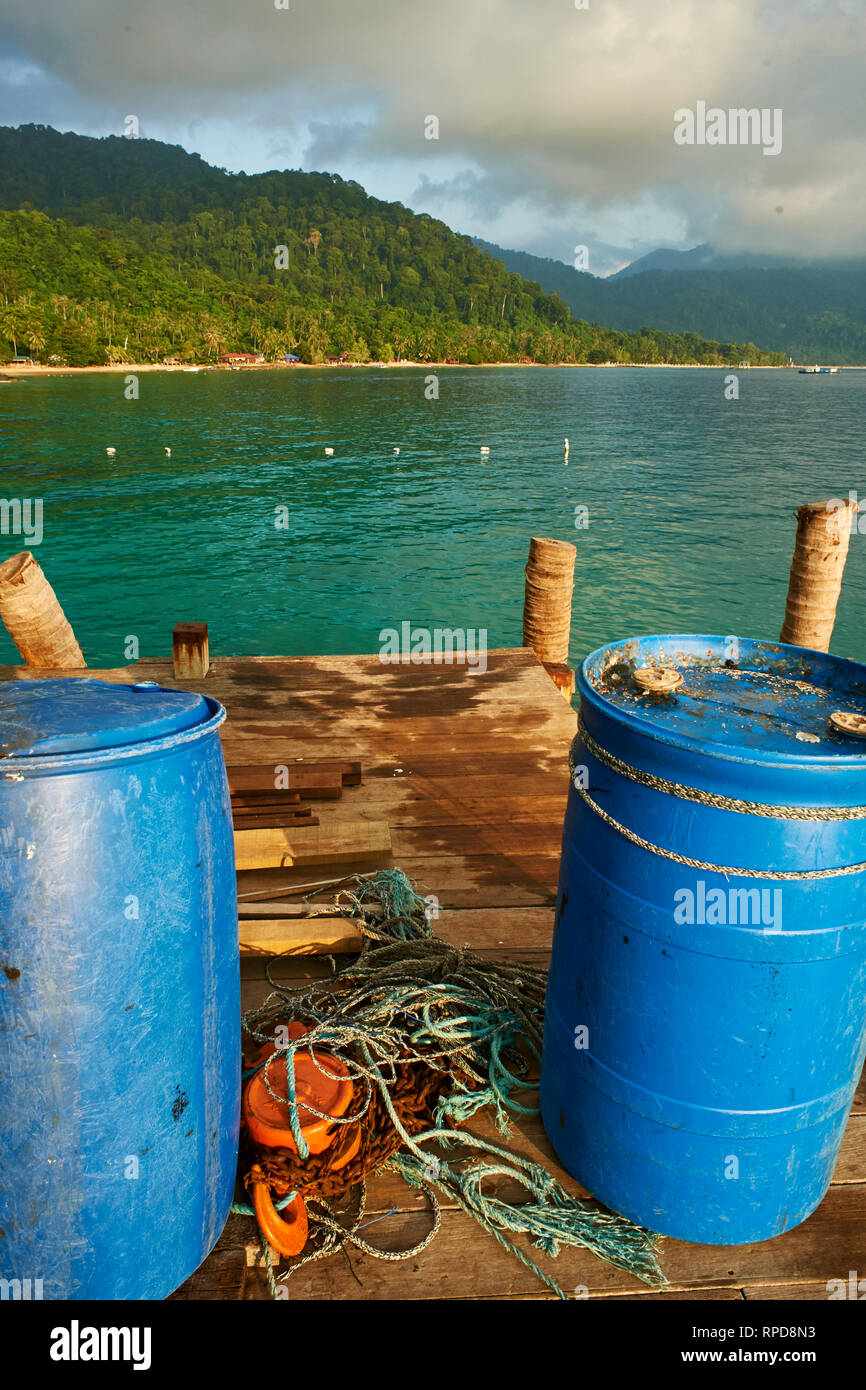 jetty of the Panuba Inn Resort in Tioman island, Malaysia Stock Photo ...
