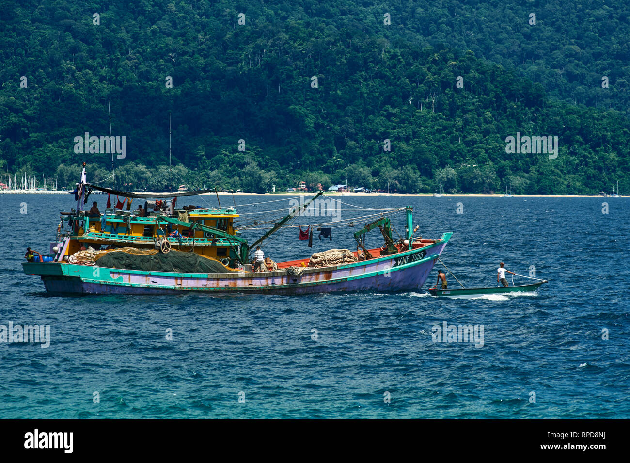 fishing boat in the harbor of ABC beach on Tioman island, Malaysia ...