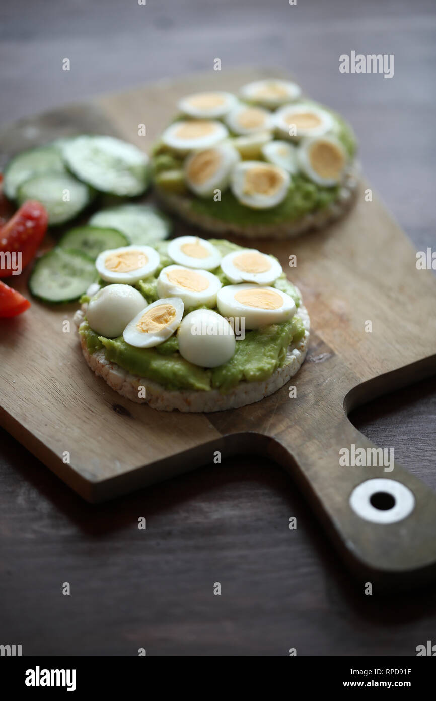 Healthy breakfast on a cutting board Stock Photo - Alamy