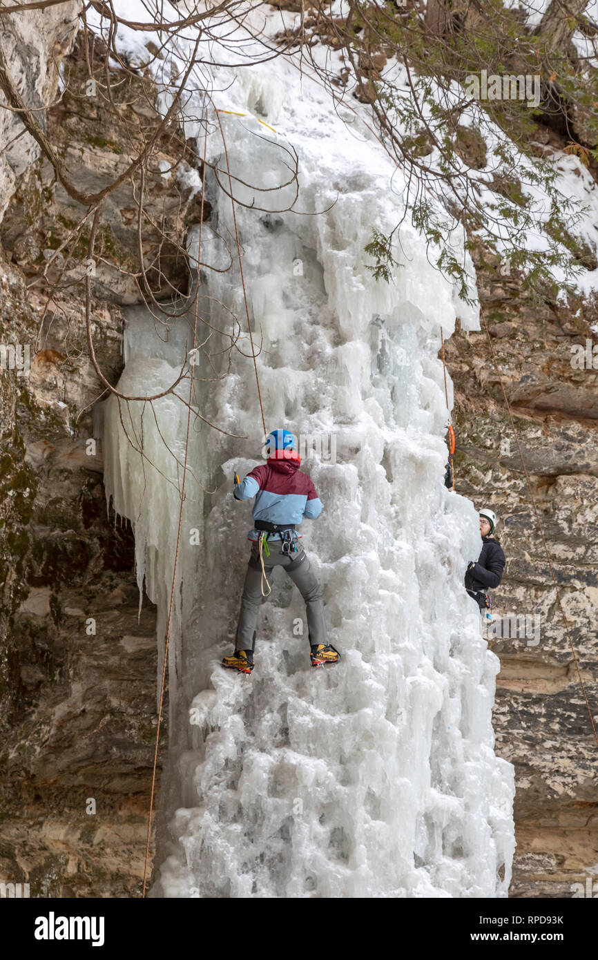 Munising, Michigan - Participants in the annual Michigan Ice Fest climb ...