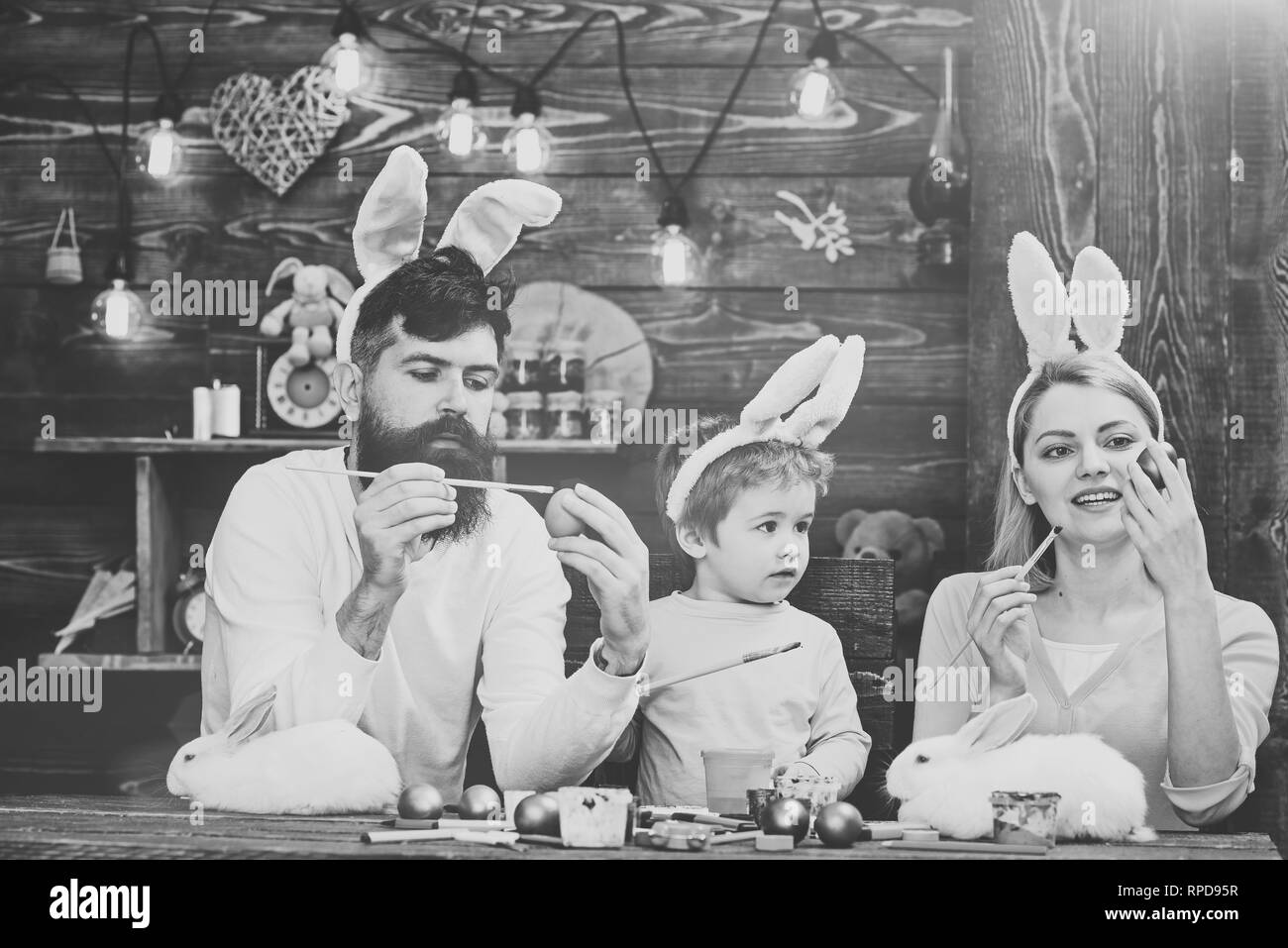 Easter egg, bunny, fake bunny ears - easter day concept Stock Photo - Alamy