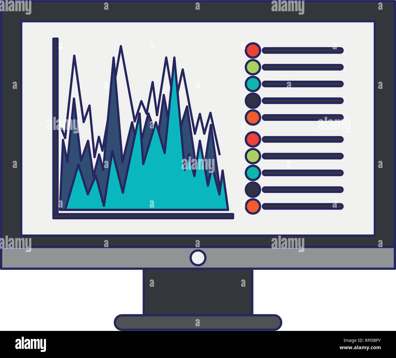 business statistics graph on computer screen blue lines Stock Vector ...