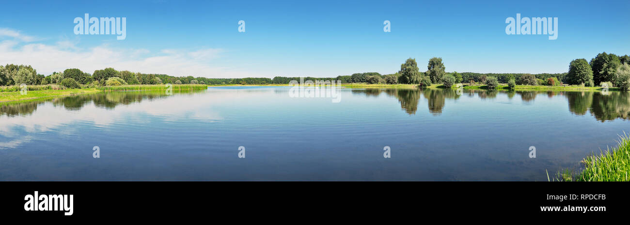 Fishing Lake - Panorama Stock Photo - Alamy