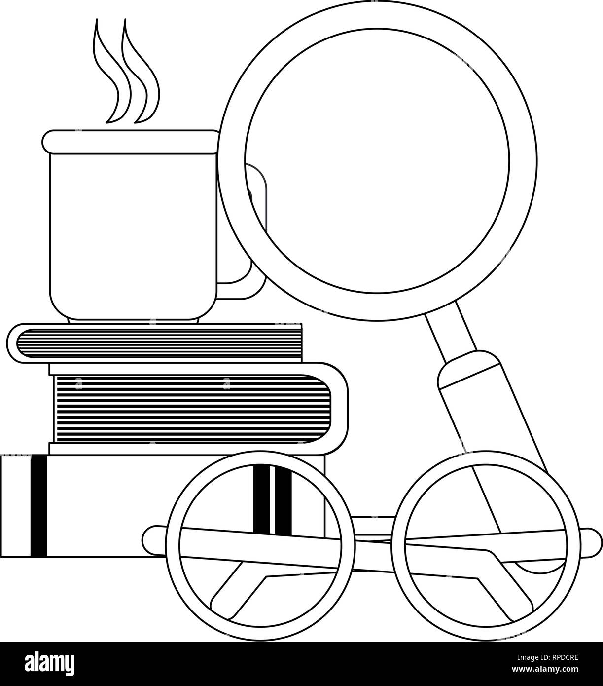education and learning elements black and white Stock Vector Image ...