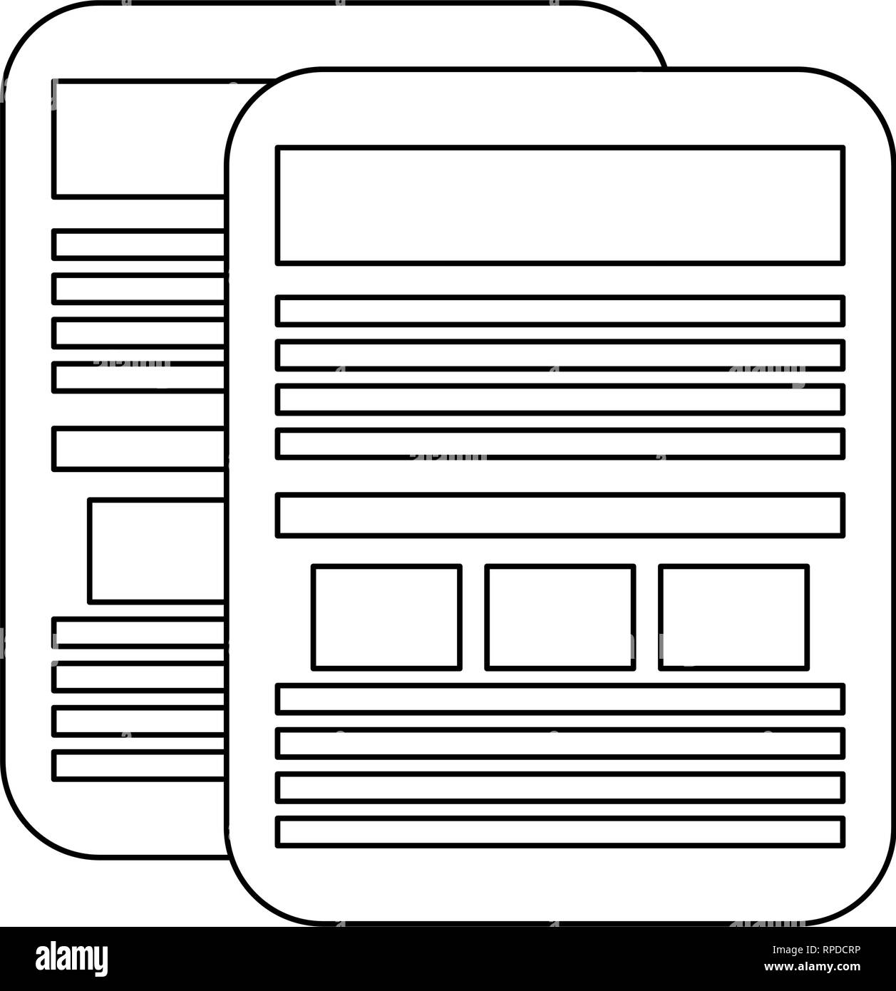 Documents files symbol isolated black and white Stock Vector Image ...