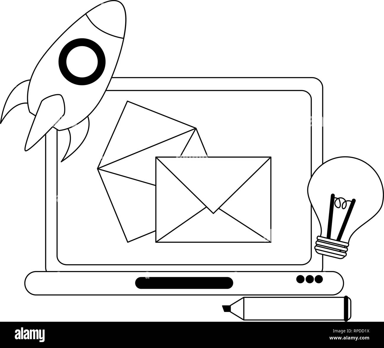 elearning education concept black and white Stock Vector Image & Art ...