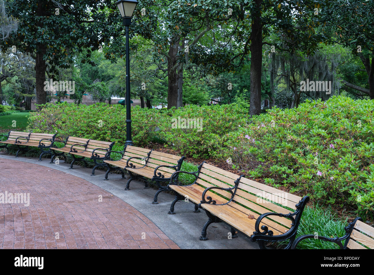 benches for relaxing in Forsyth Park in Savannah Georgia Stock Photo ...